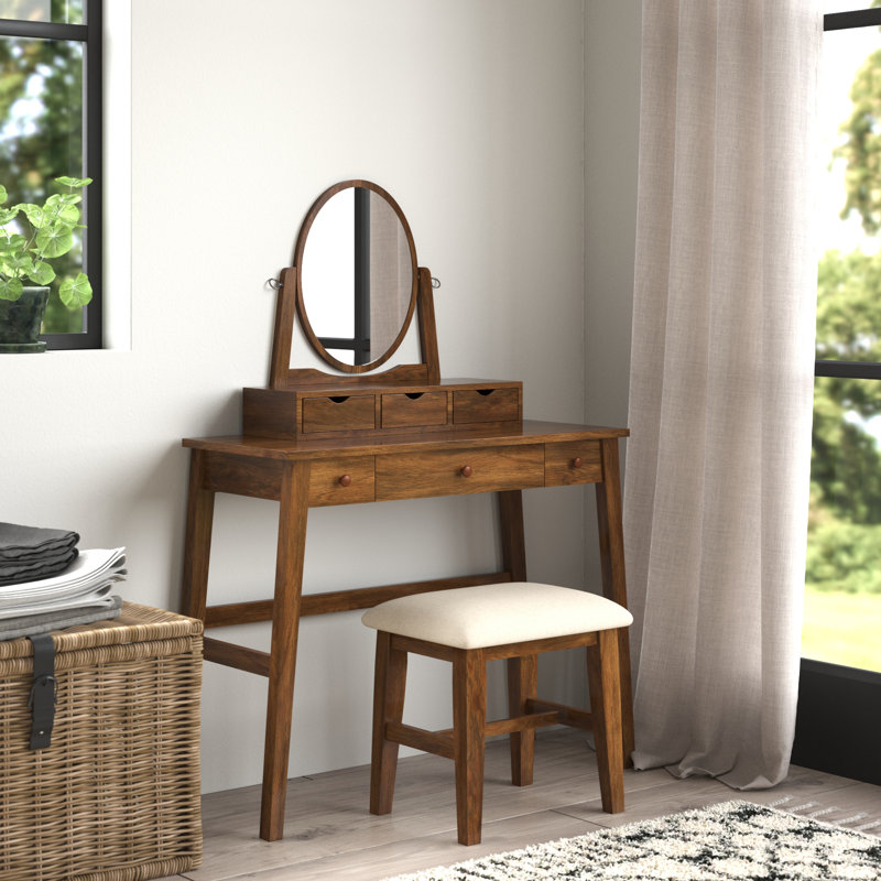 Mistana Crosstown Makeup Vanity Set with Stool Reviews Wayfair